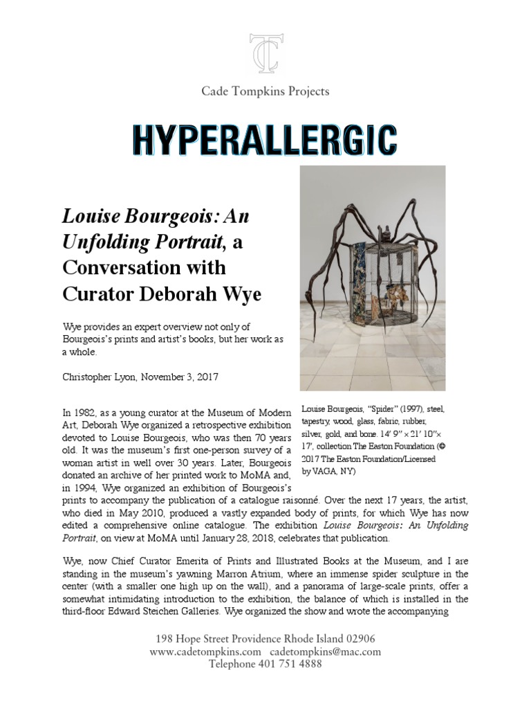 Louise Bourgeois: An Unfolding Portrait, A: Conversation With Curator ...