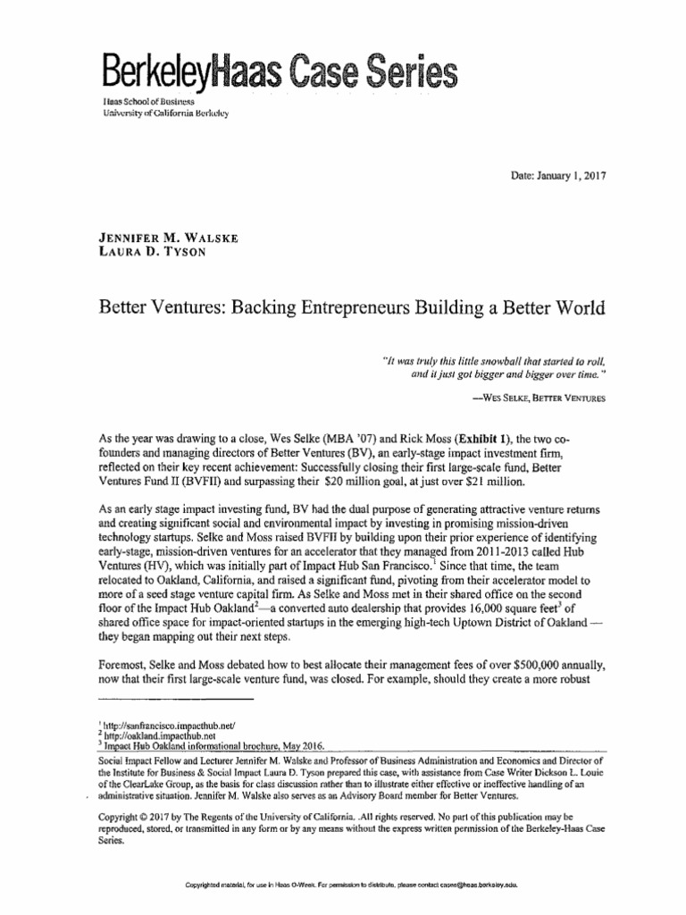 Better Ventures Case Study PDF | PDF | Venture Capital | Corporate Finance