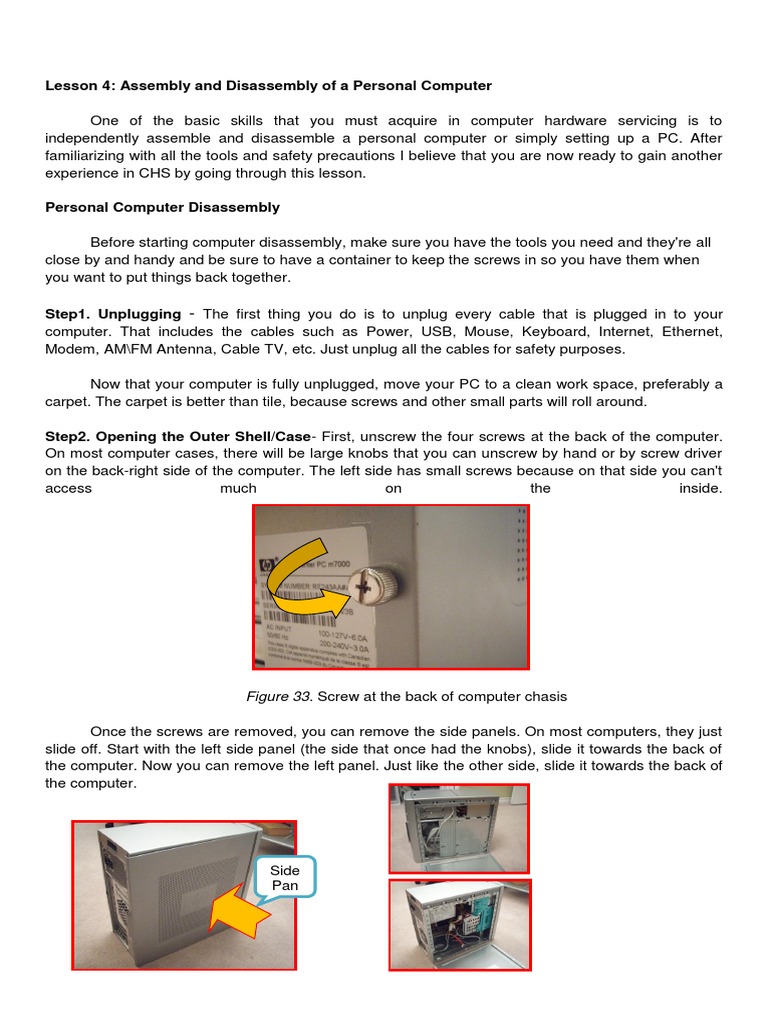 Assembly and Disassembly of a Personal Computer | Computer Hardware ...
