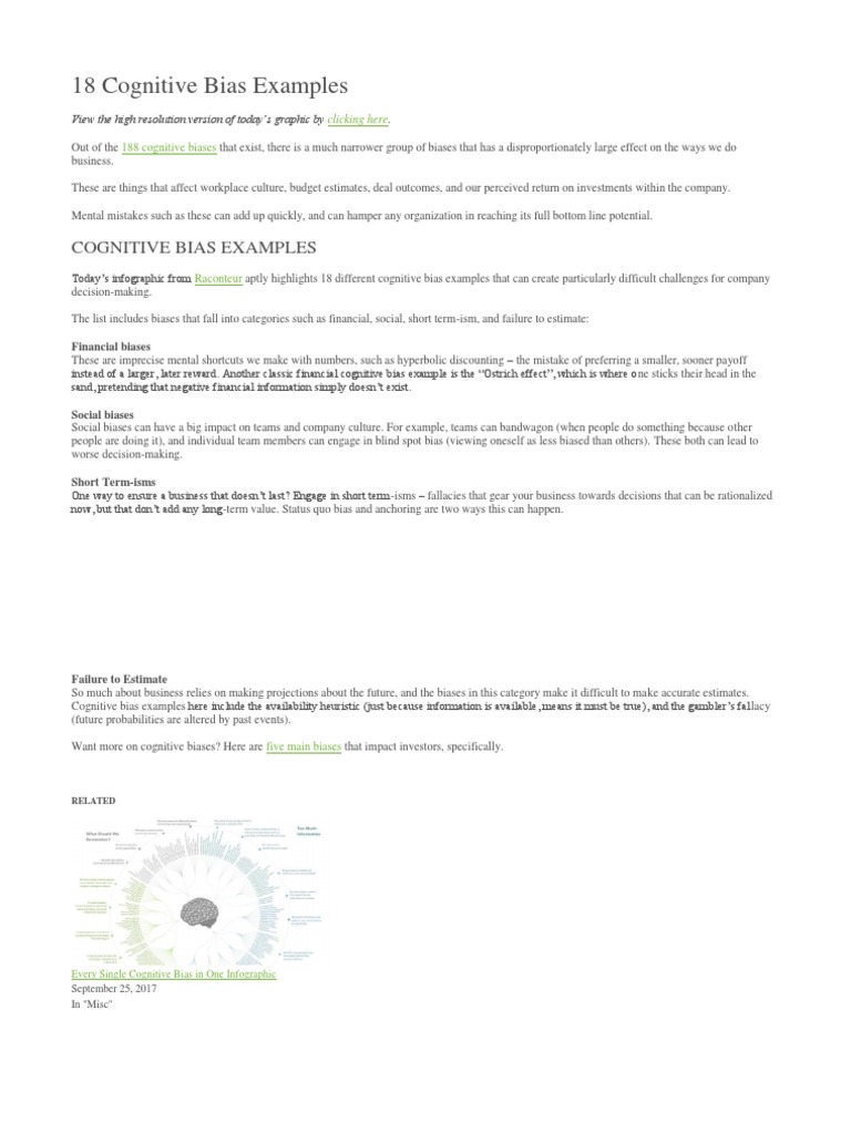 18 Cognitive Bias Examples | PDF | Decision Theory | Bias