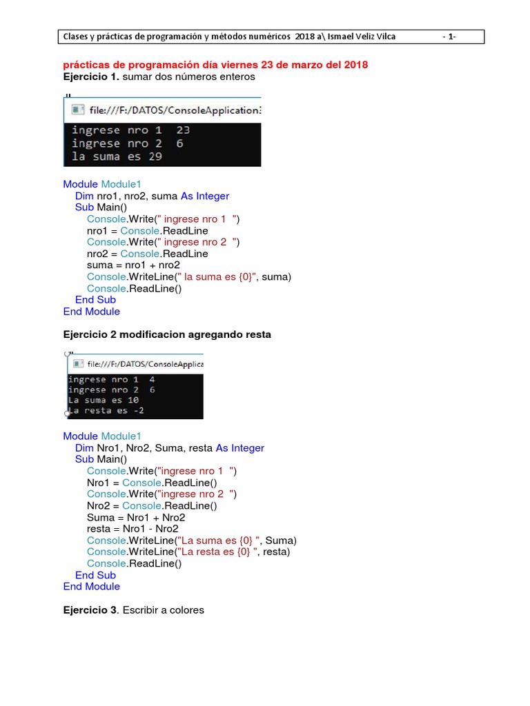 CLASES Y PRACTICAS DE PROGRAMACION Y METODOS NUMERICOS 2018a | PDF ...