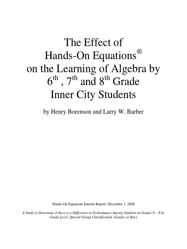 The Effect of Hands On Equations | PDF | Equations | Race And Ethnicity ...