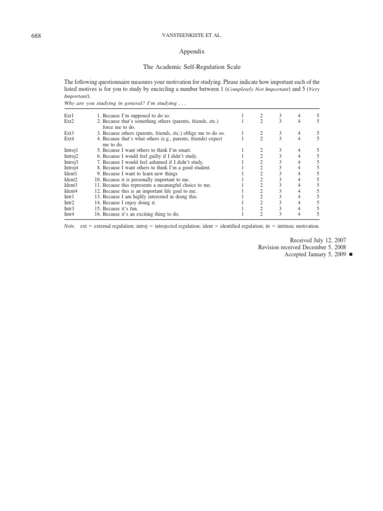 Academic Self-Regulation Scale - ASRS | PDF | Motivation | Motivational