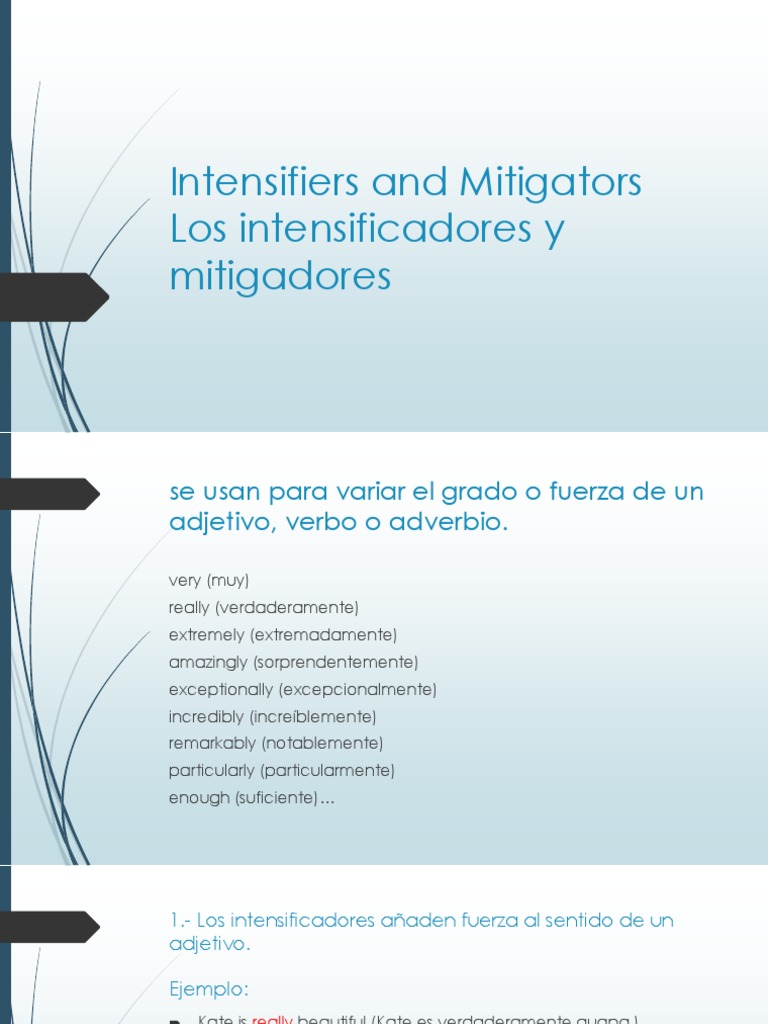 Intensifiers and Mitigators | Sintaxis | Morfología Lingüística