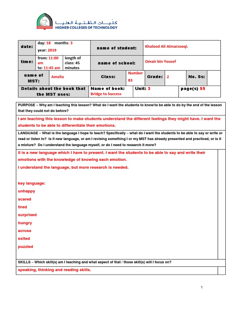 Lesson Plan3 | PDF | Cognitive Science | Behavior Modification