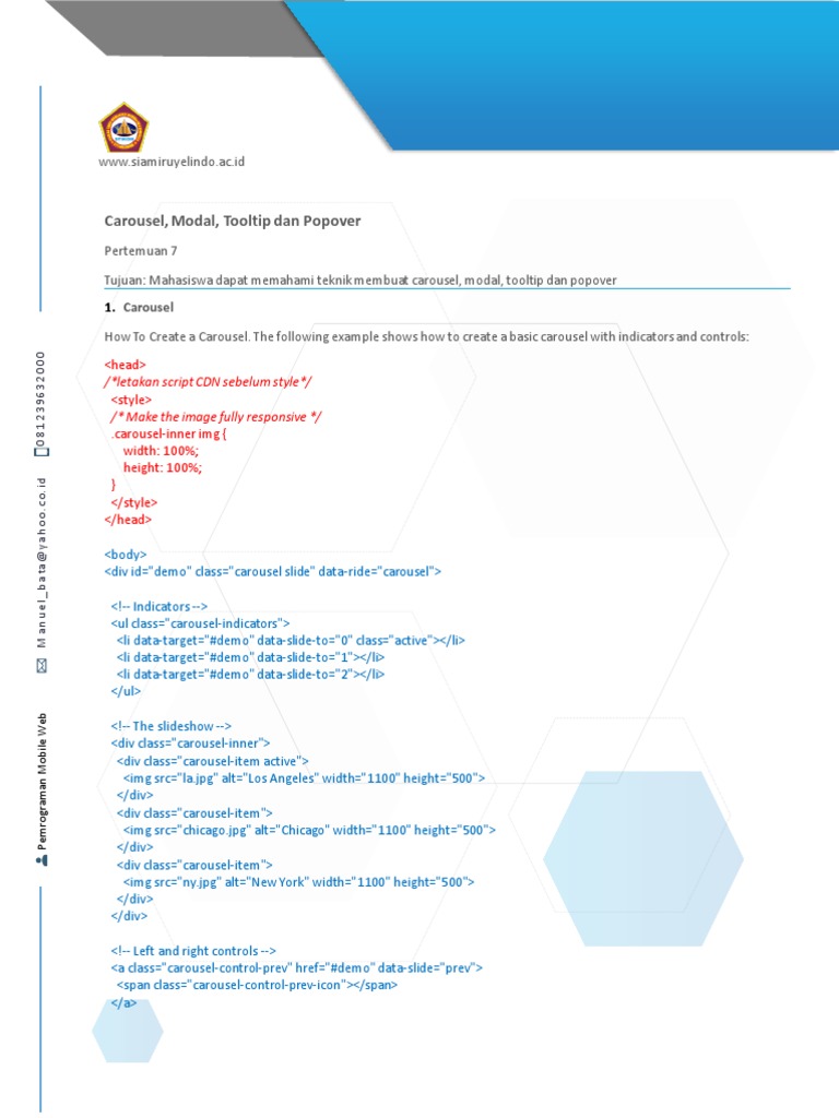 Carousel Modal Tooltip Dan Popover | PDF | Graphical User Interfaces ...