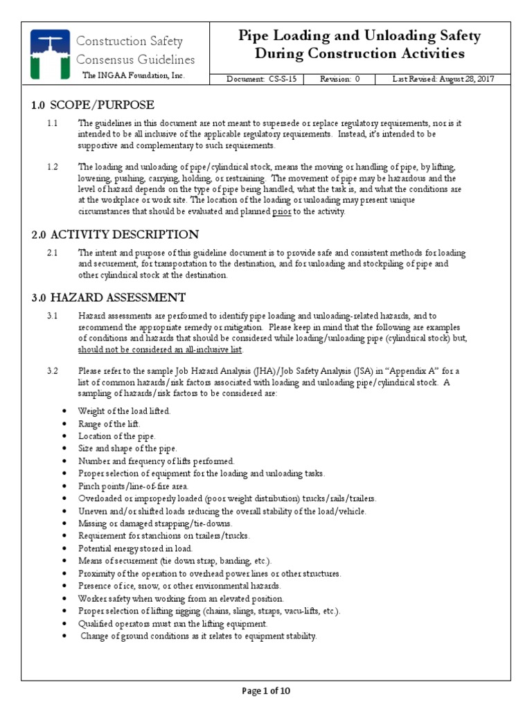 Construction Safety Guidelines for Pipe Loading and Unloading | PDF ...