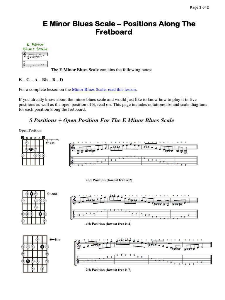 E Minor Blues Scale | PDF | Irish Musical Instruments | European ...