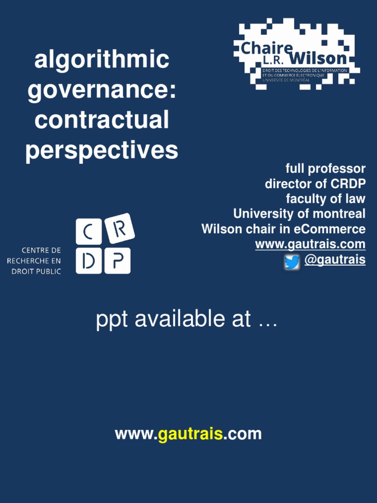 Algorithmic Governance: Contractual Perspectives | PDF | Government ...