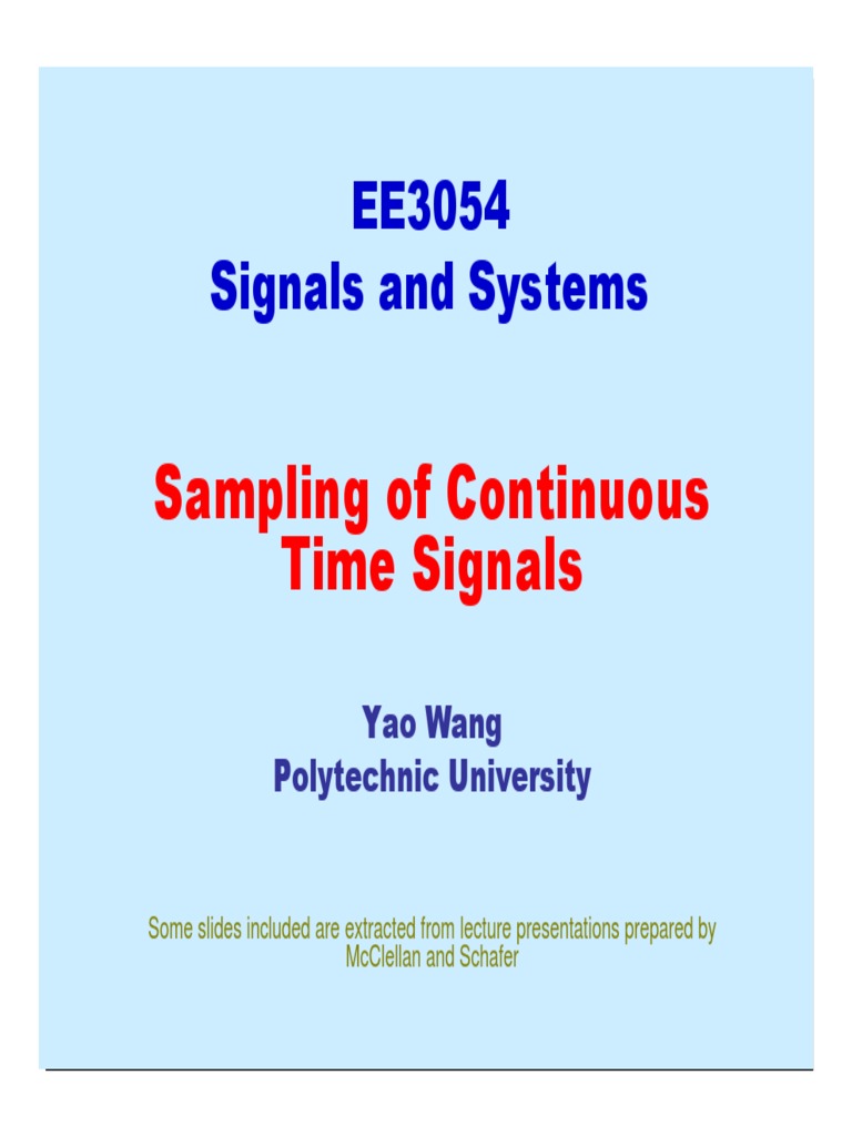 EE3054 Signals and Systems: Sampling of Continuous Time Signals | PDF | Sampling (Signal ...
