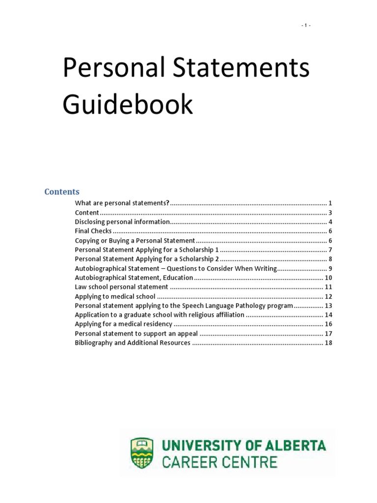 Personal Statement Guidebook PDF | PDF | Graduate School | Teachers