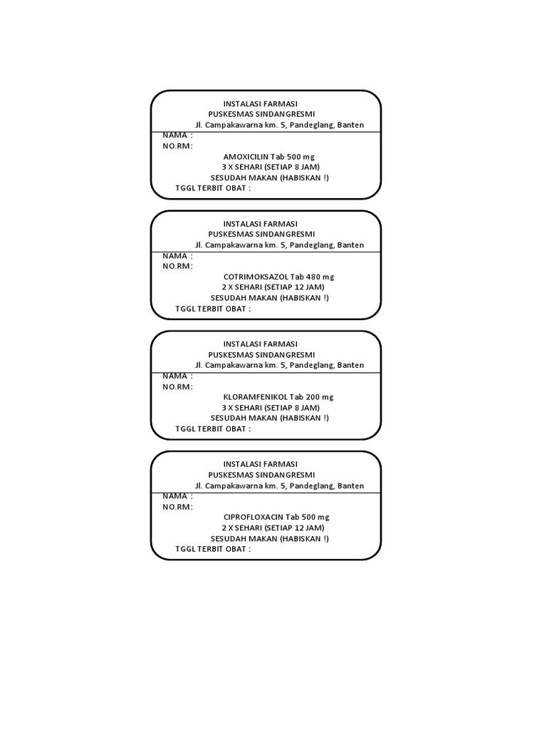 Etiket Obat Antibiotik | PDF