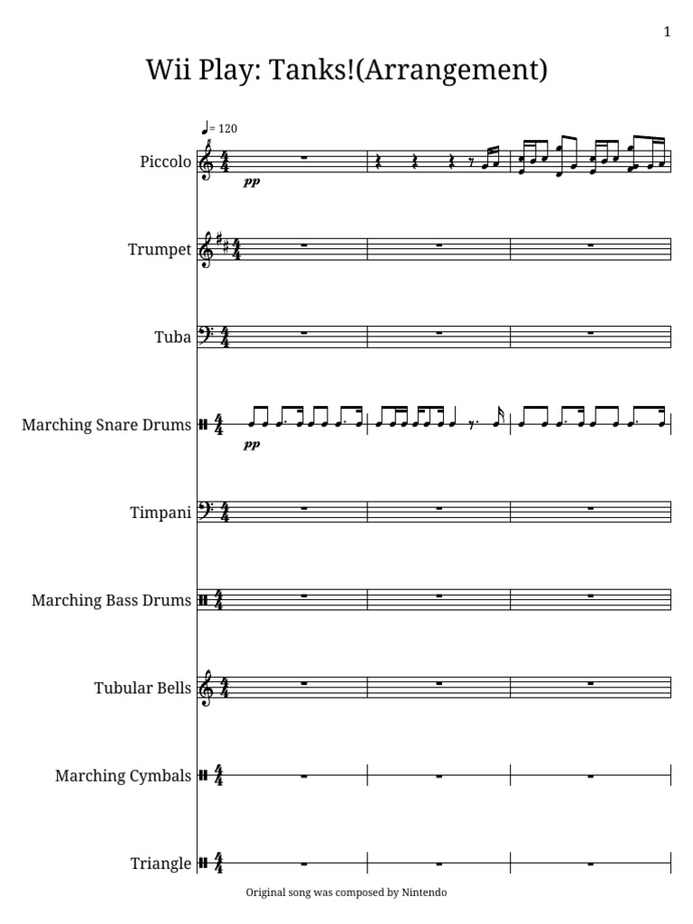 Wii Play - Tanks! (Arrangement) | PDF | Drumming | Musical Compositions
