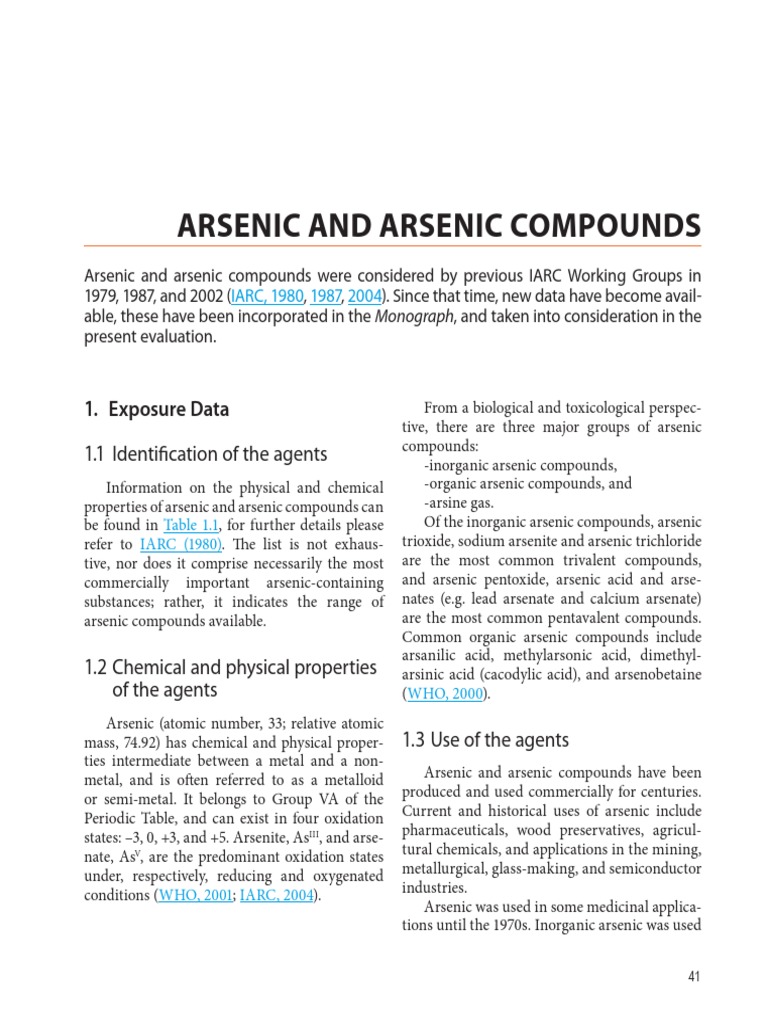 Arsenic Compounds: Properties and Uses | PDF | Arsenic | Lead