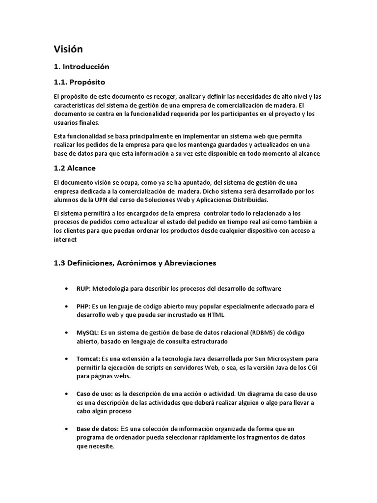 Ejemplo Documento Vision | PDF | Java (lenguaje de programación) | Red ...