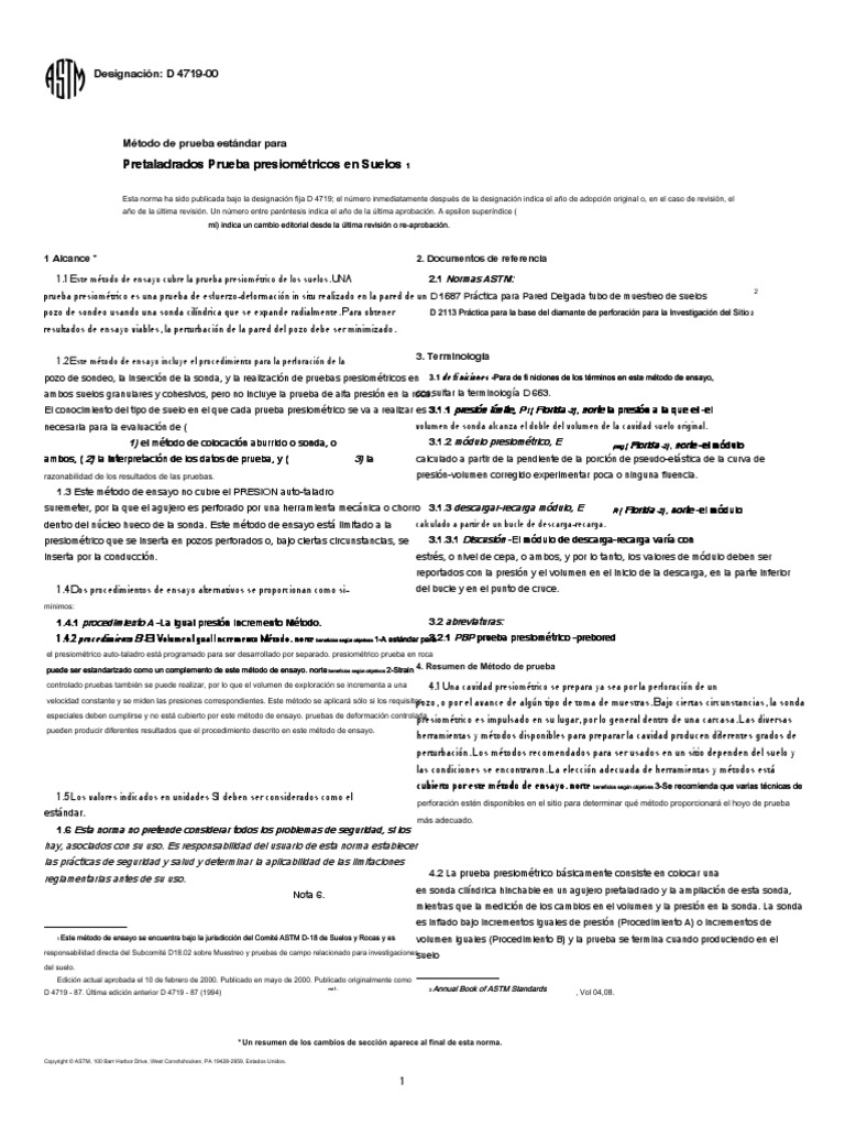 Astm d4719 | PDF | Presión | Medición