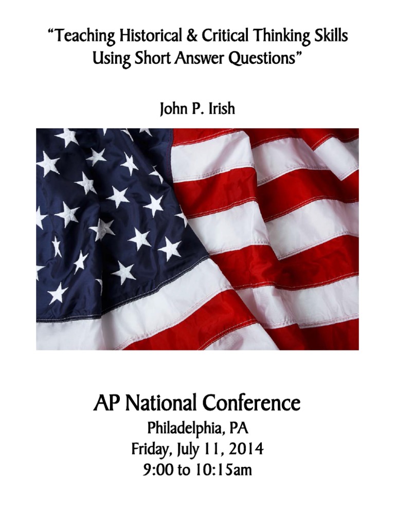 AP National Conference: "Teaching Historical & Critical Thinking Skills ...