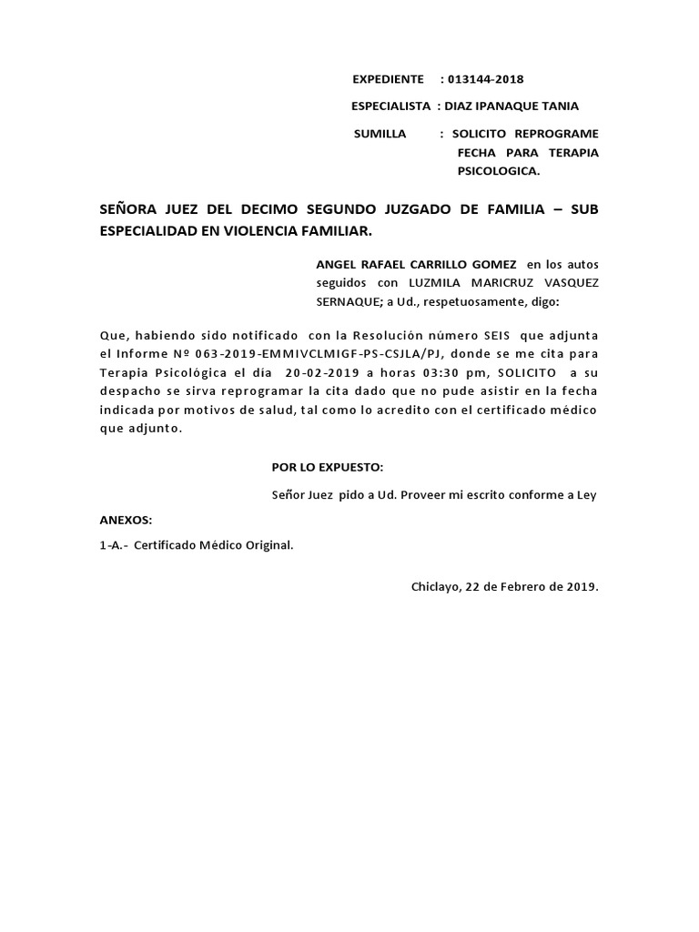 Angel Carrillo - Reprogramar Cita Psicologica | PDF