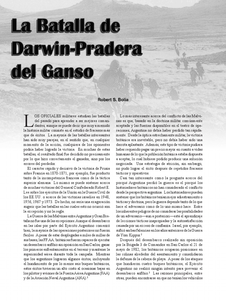 La Batalla de Darwin-Pradera Del Ganso Robert S. Bolia | PDF | Apoyo ...