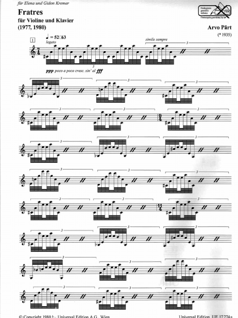 AVRO PÄRT Fratres (Violin) | PDF