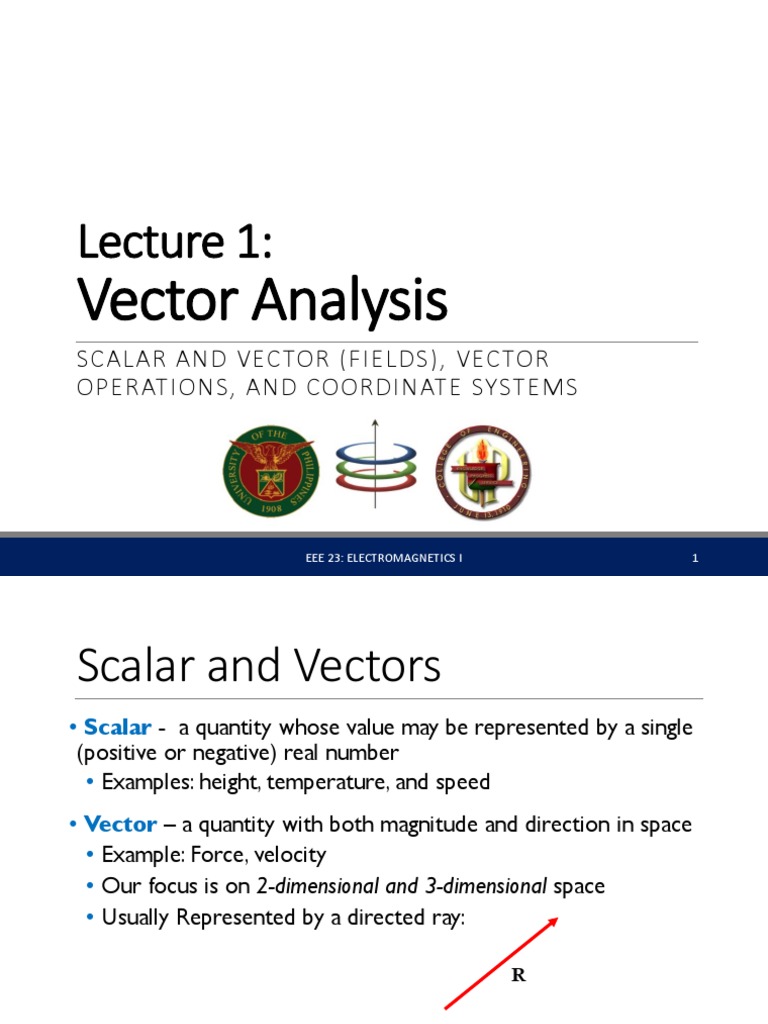 EEE23 Lecture 01 - Vector Analysis PDF | PDF | Coordinate System | Euclidean Vector