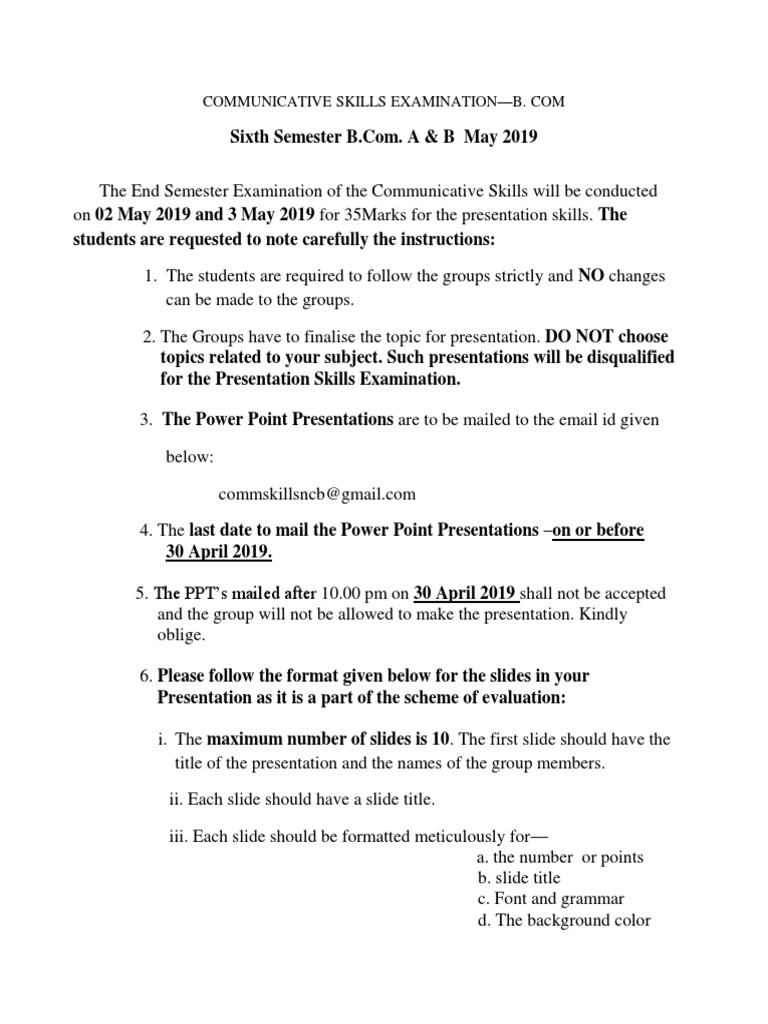 Comm Skills Circular BCom May 2019 | PDF | Leisure