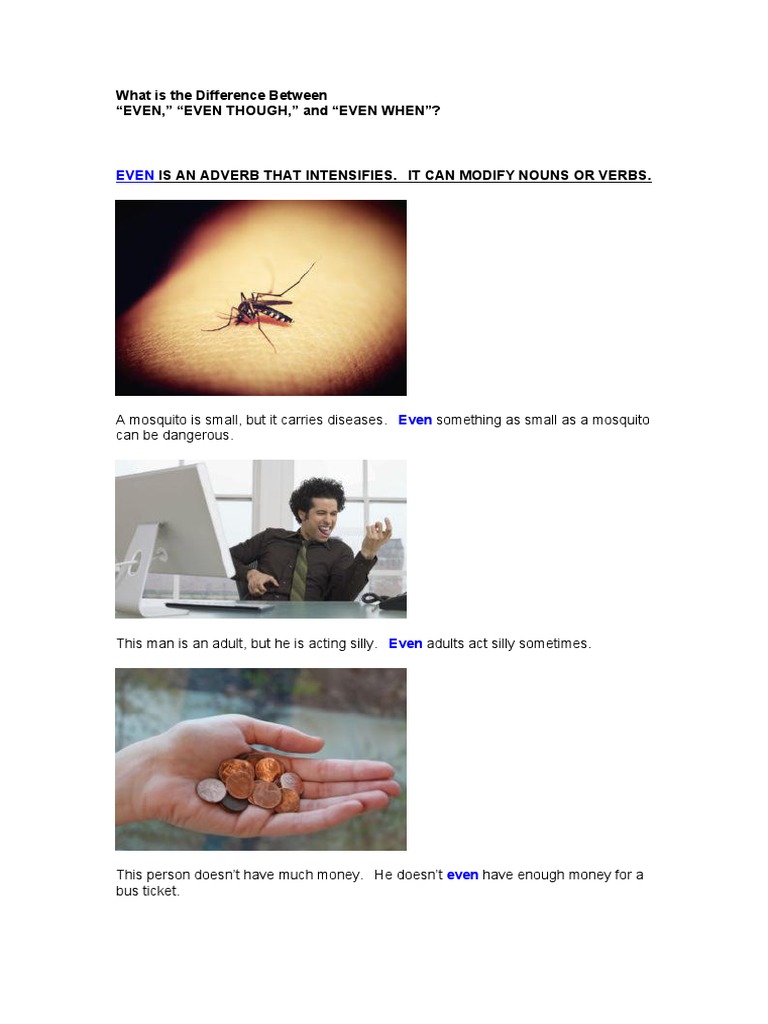 Even Vs Even Though | Download Free PDF | Adverb | Languages