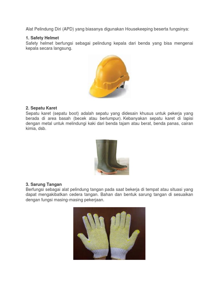Jenis APD Housekeeping dan Fungsinya | PDF
