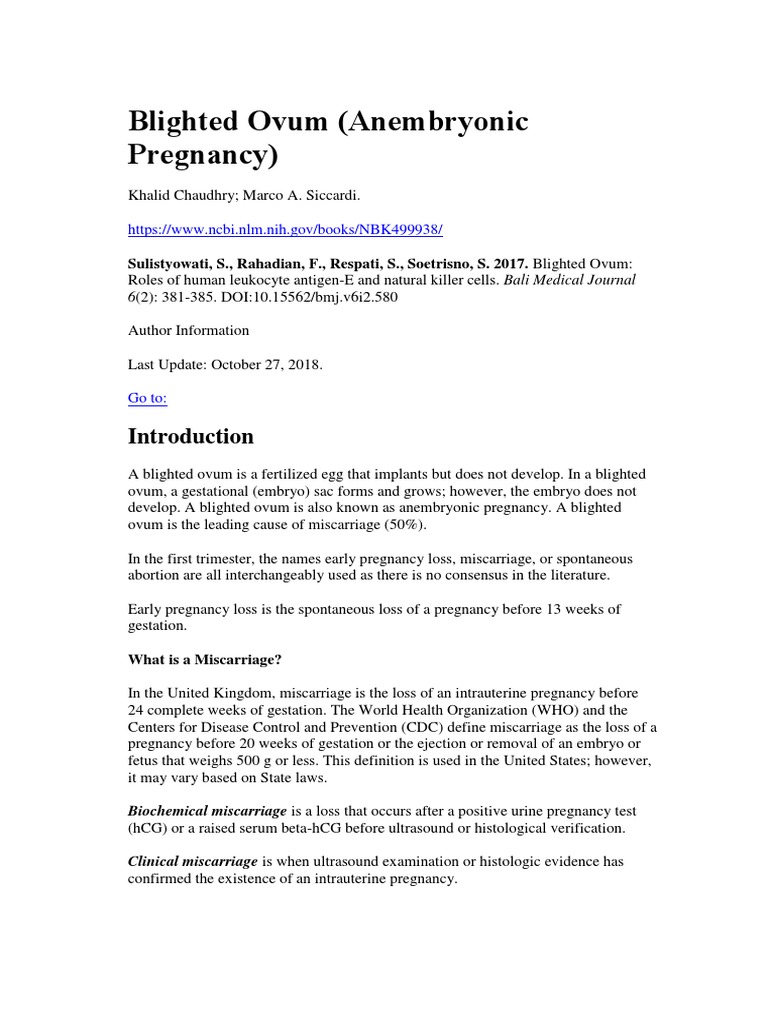 Blighted Ovum | PDF | Miscarriage | Polycystic Ovary Syndrome