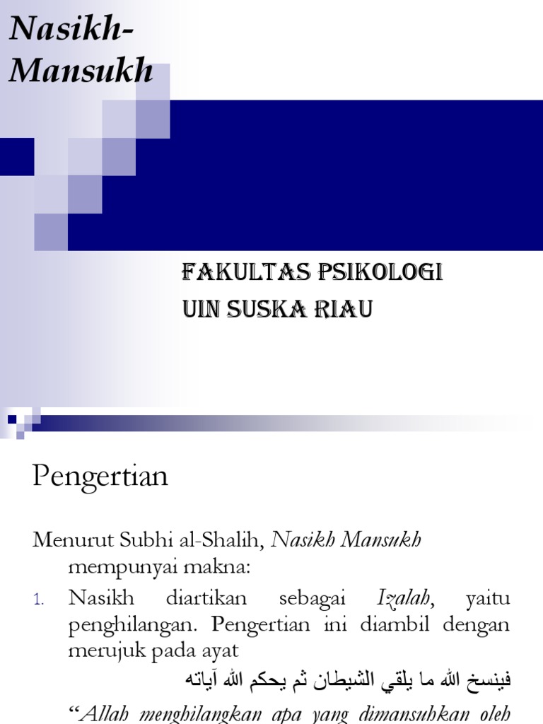 Pengertian dan Contoh Nasikh-Mansukh | PDF