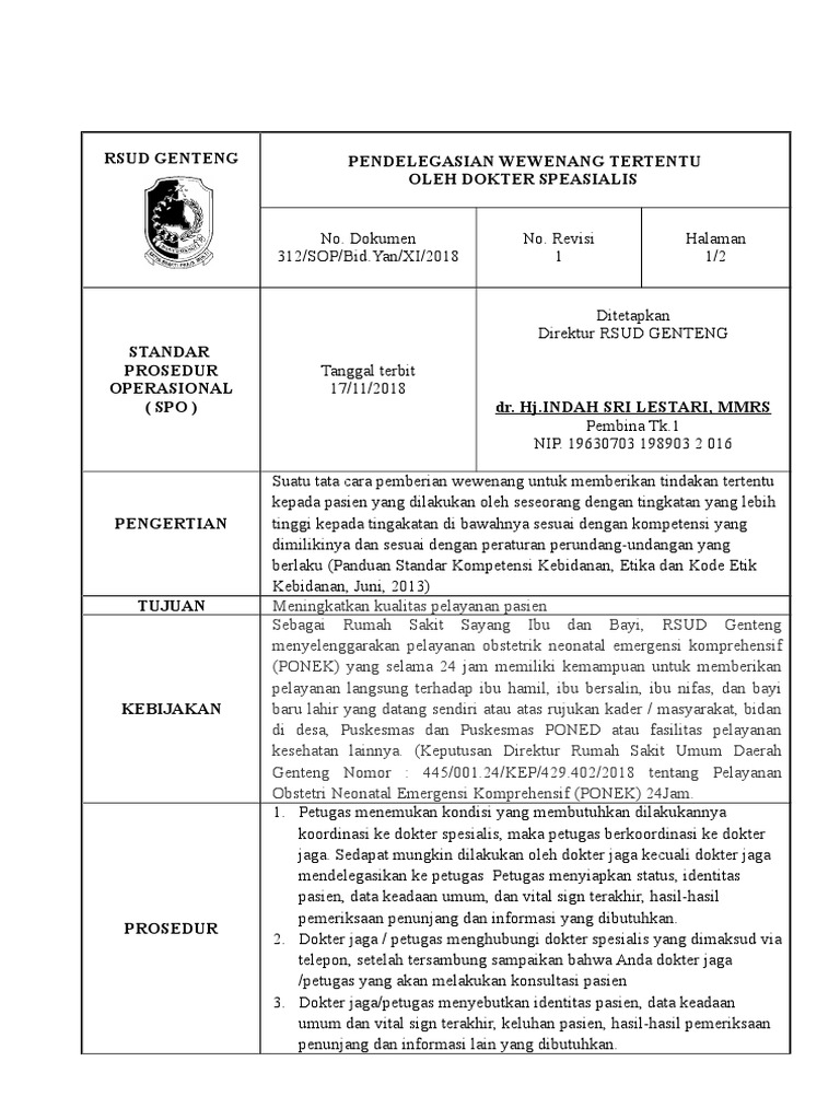 312 Spo Pendelegasian Wewenang Tertentu Pdf