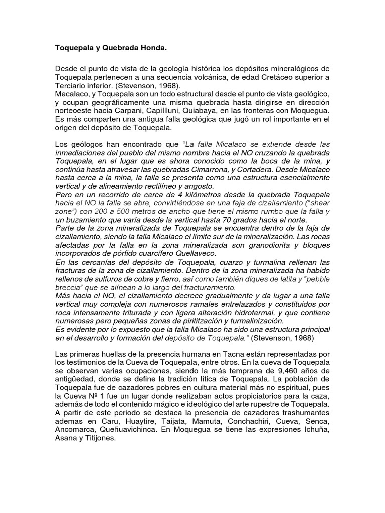 Toquepala | Descargar gratis PDF | Minería | Falla (geología)