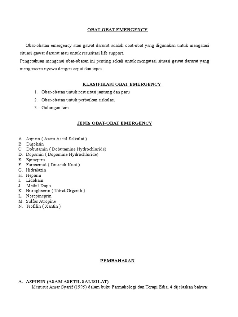 Obat - Obat Emergency | PDF