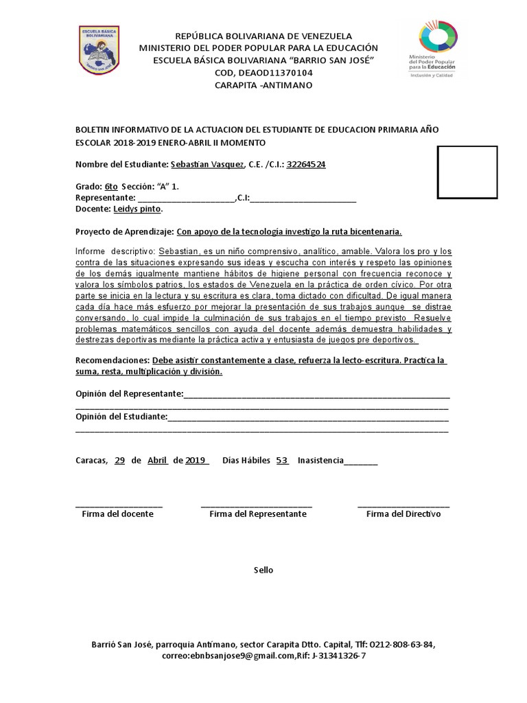 Boletas Literal C | PDF | Educación primaria | Venezuela