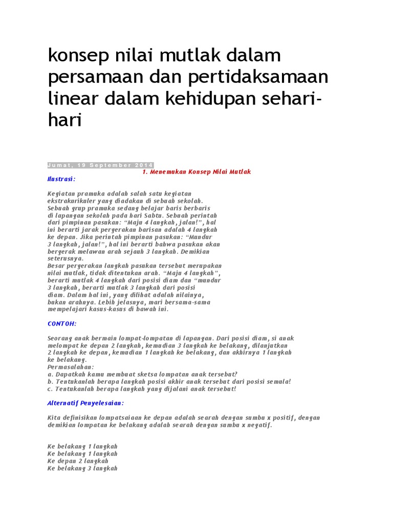 Nilai Mutlak: Konsep & Aplikasi | PDF