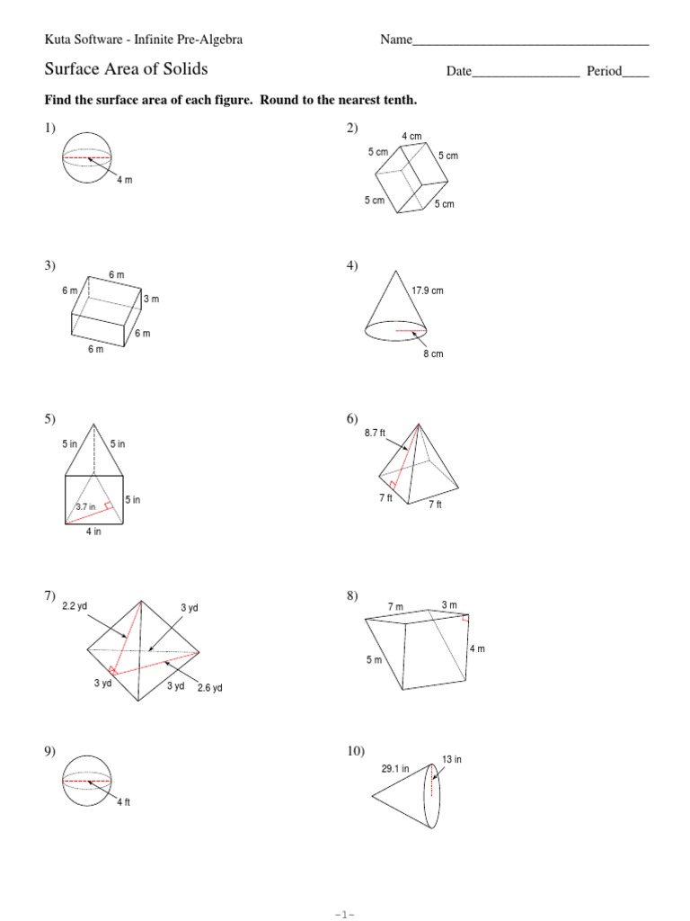 Surface Area of Solids PDF | PDF | Area | Geometric Measurement