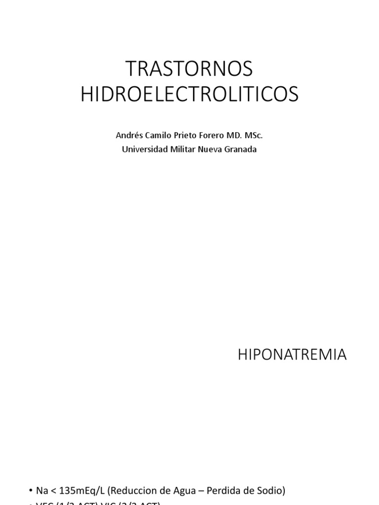 Trastornos Hidroelectroliticos PDF | PDF | Potasio | Dieta y nutrición