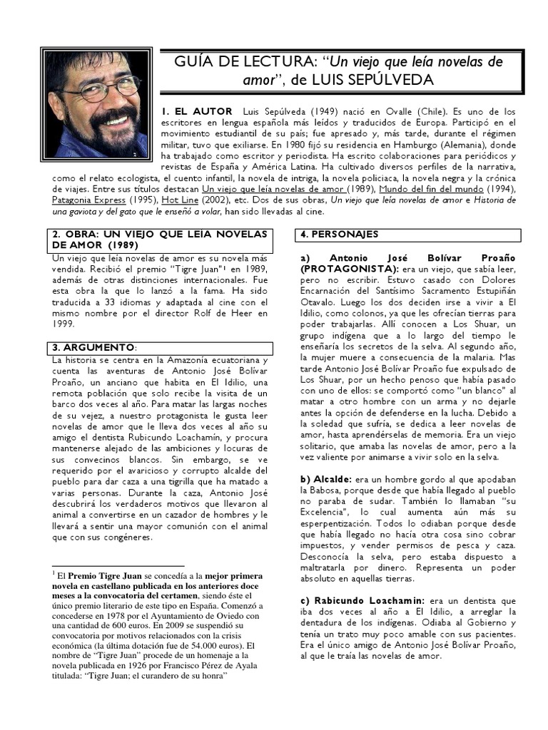 Guia El Viejo Que Leia Novelas de Amor | PDF | Novelas