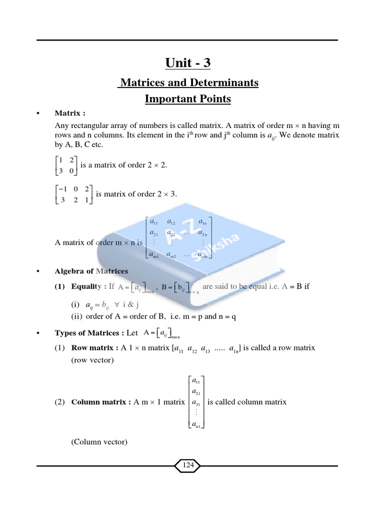 Matrices and Determinants Overview | PDF | Matrix (Mathematics ...