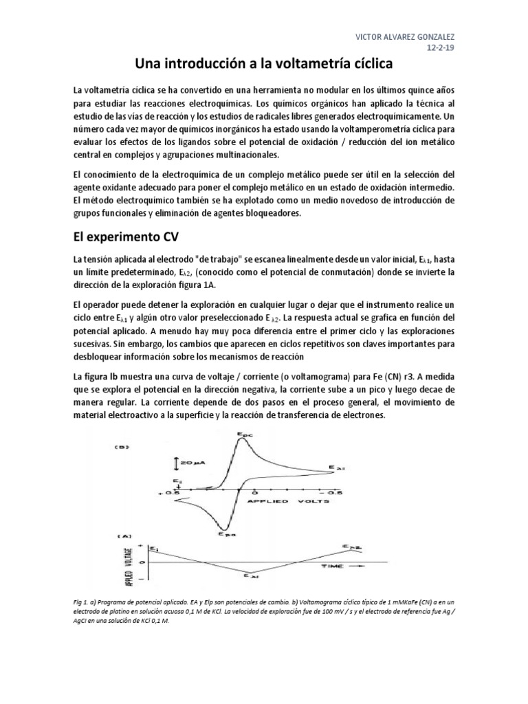 Guía de Voltametría Cíclica | PDF | Electroquímica | Redox