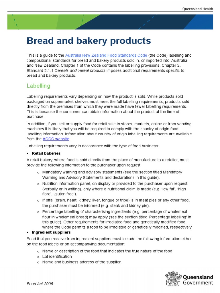 Bread and Bakery Products: Labelling | PDF | Shelf Life | Whole Grain