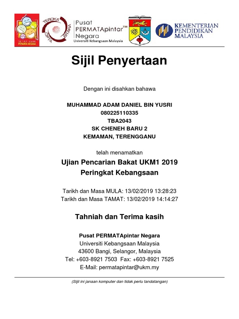 Muhammad Adam Daniel Bin Yusri PDF | PDF