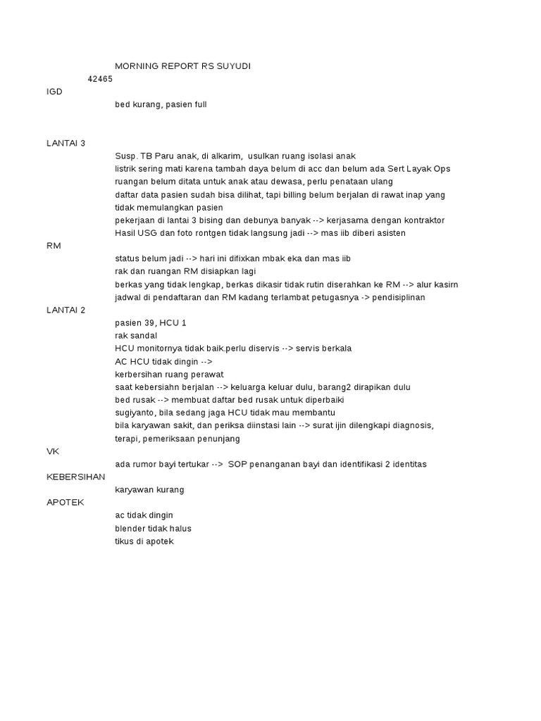 Laporan Morning Report | PDF