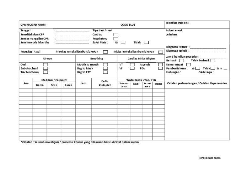 CPR Record Form | PDF
