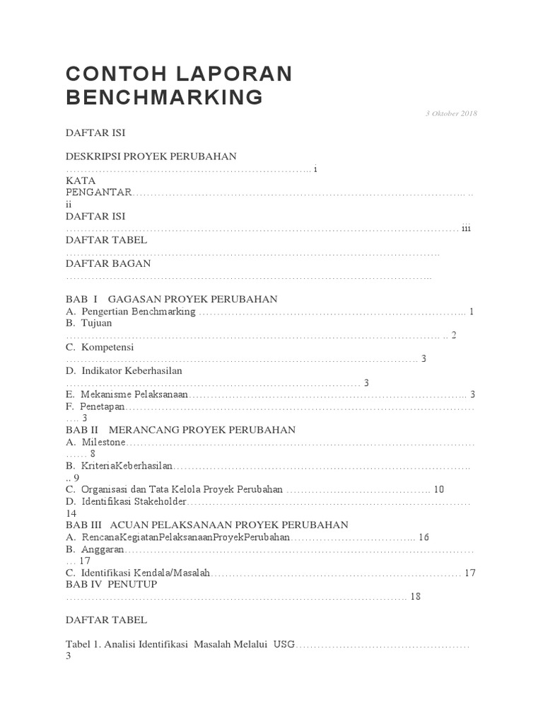 Contoh Laporan Benchmarking | PDF