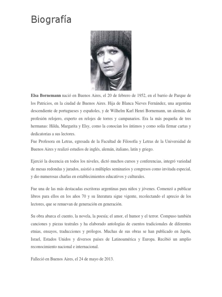Biografía Elsa Bornemann | PDF | Poesía