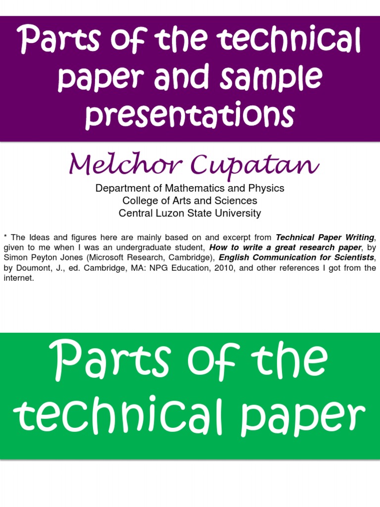 2 Parts of The Technical Paper and A Sample Scientific Talk | PDF ...