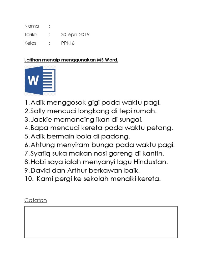 Latihan Menaip Ayat | PDF