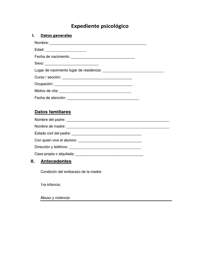 Expediente Psicológico | PDF