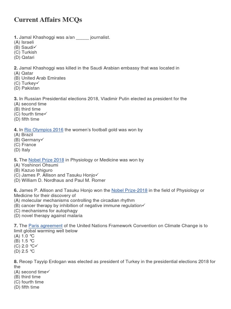 Current Affairs Mcqs Pdf